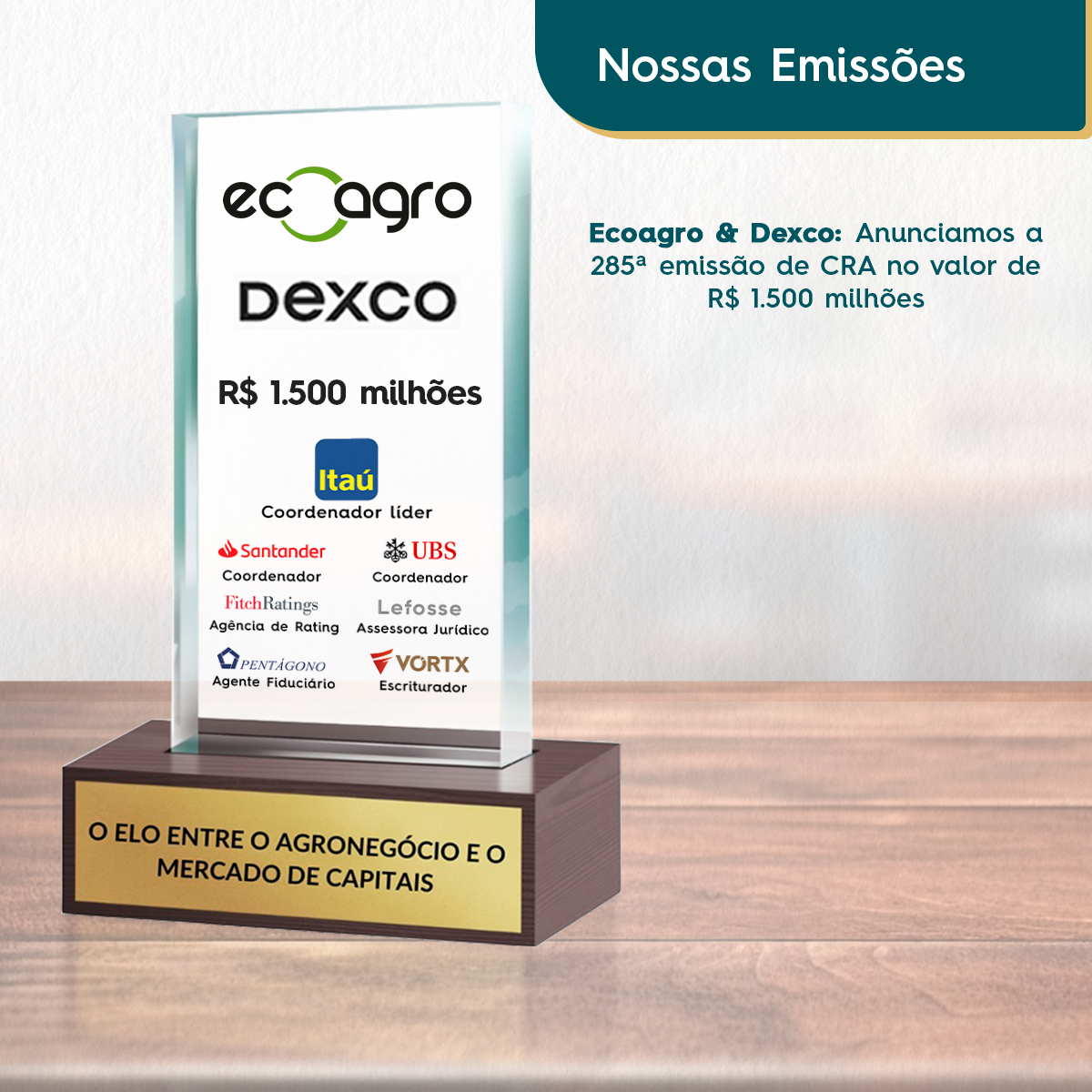 Ecoagro e Dexco anunciam emissão de CRA de R$ 1.500 milhões | Ecoagro