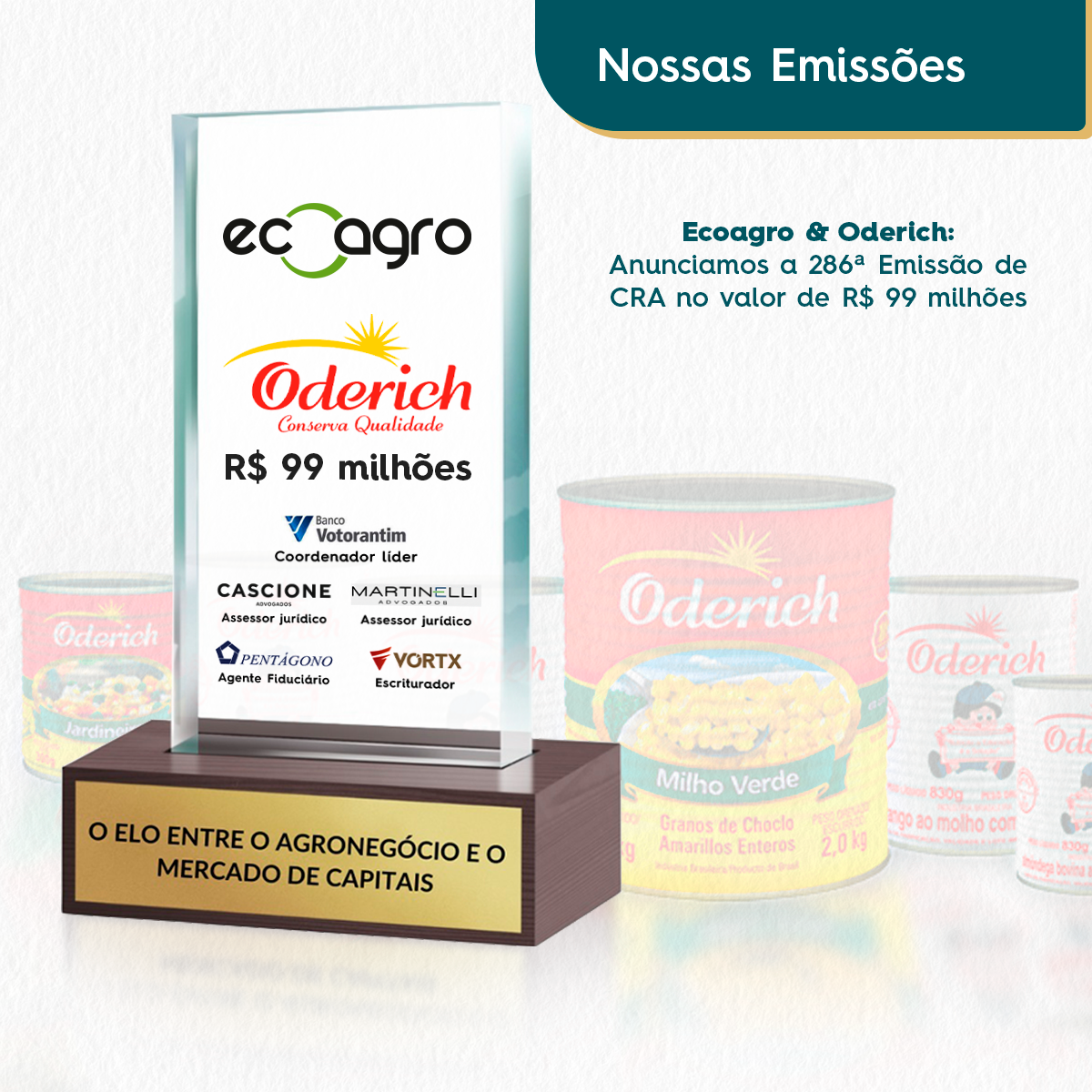 Ecoagro e Oderich anunciam CRA no valor de R$ 99 milhões | Ecoagro